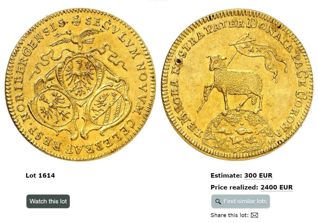 【大人気】神聖ローマ帝国ニュルンベルク1700年ラムダカット金貨オリジナルMS61 | アンティークコインプラネット