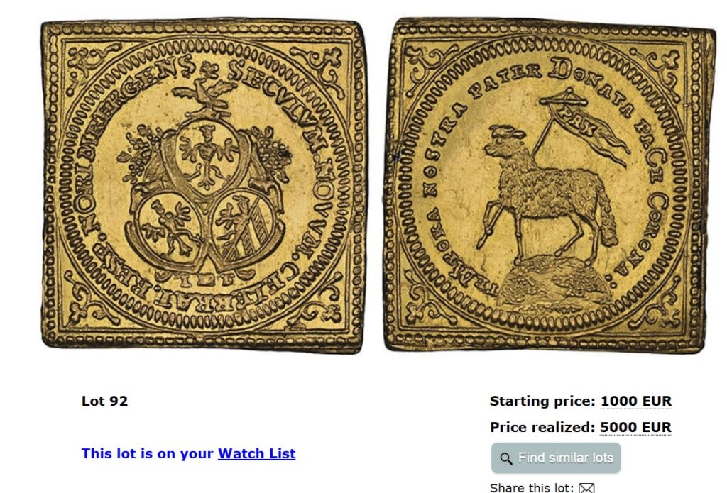 【大人気】神聖ローマ帝国ニュルンベルク1700年ラムダカットクリッペ金貨リストライクMS61 | アンティークコインプラネット